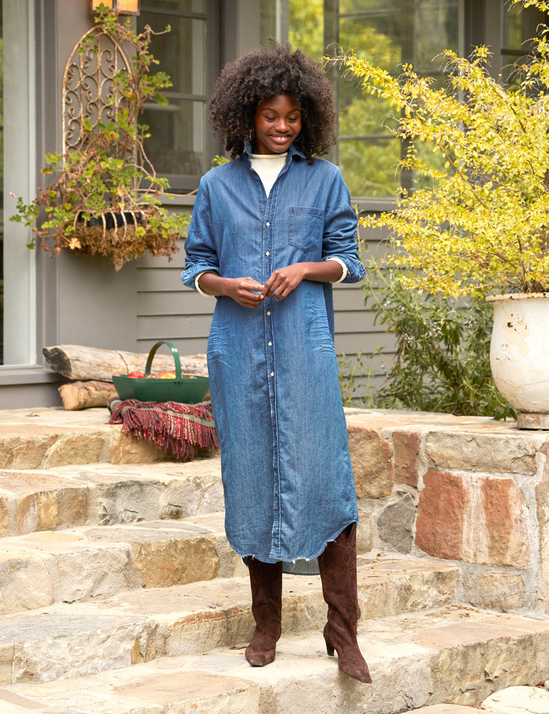 Rory, Maxi Shirtdress, Vintage Denim Wash | Frank & Eileen
