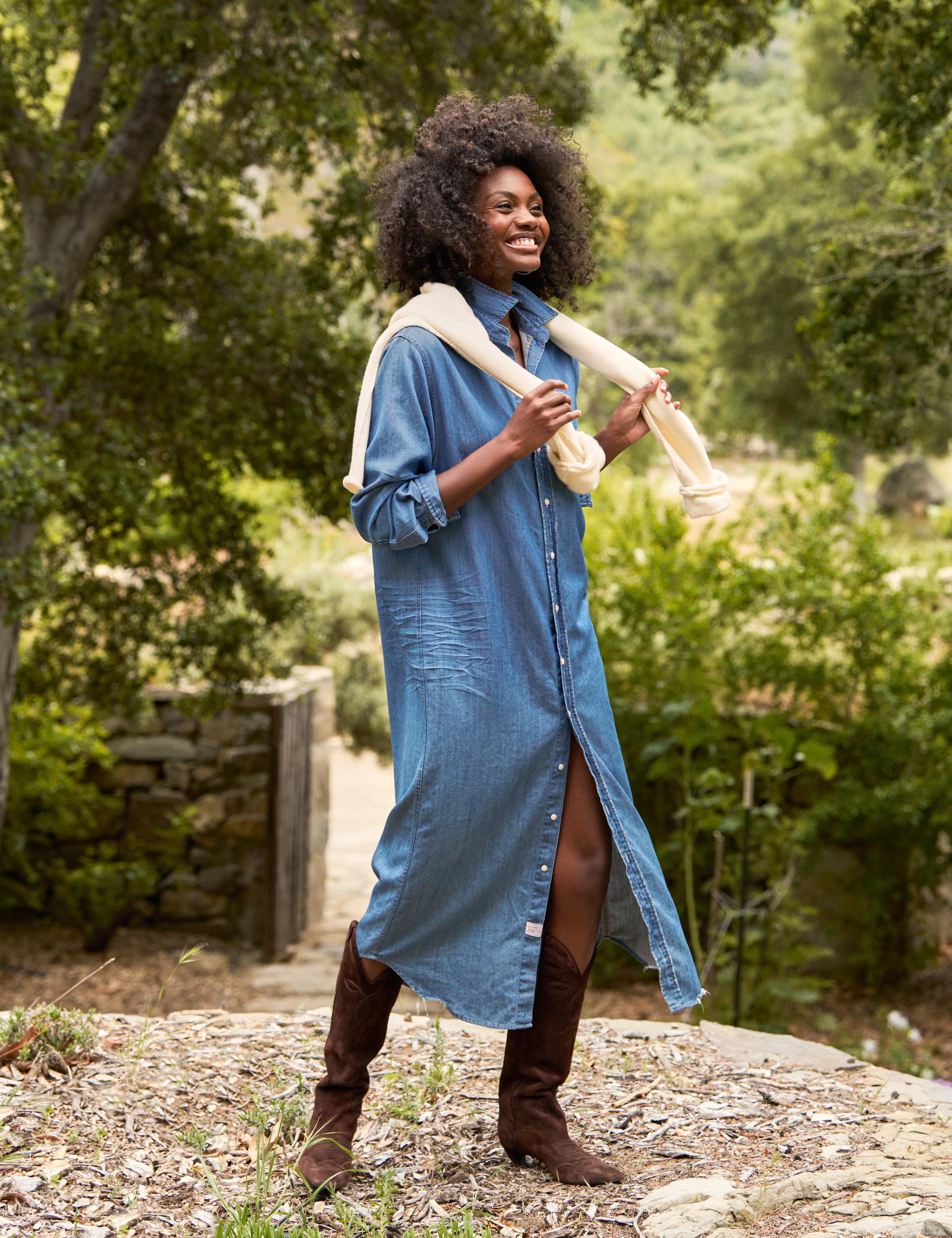 Rory, Maxi Shirtdress, Vintage Denim Wash | Frank & Eileen