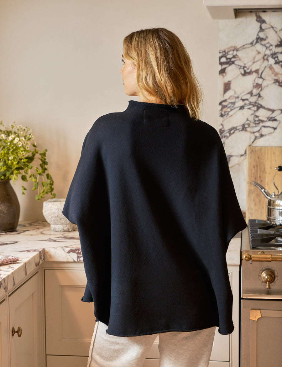 Audrey, Funnel Neck Capelet, Navy | Frank & Eileen