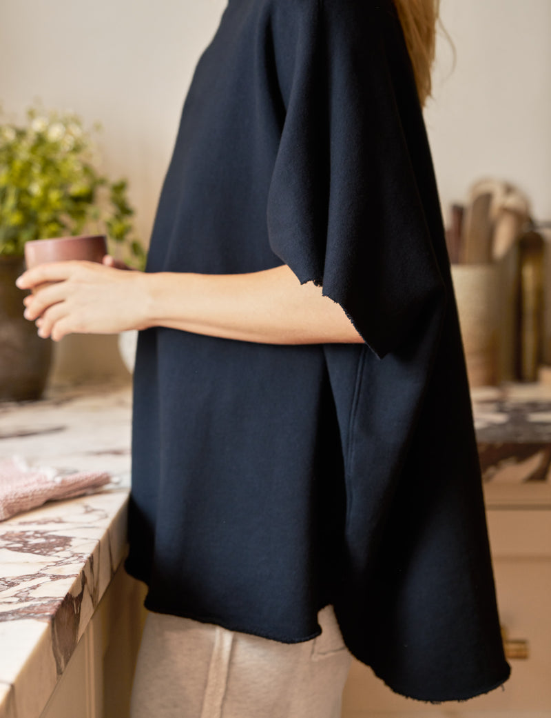 Audrey, Funnel Neck Capelet, Navy | Frank & Eileen