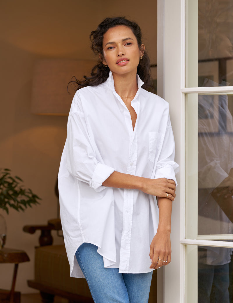 Shirley, Oversized Button-Up Shirt, White | Frank & Eileen