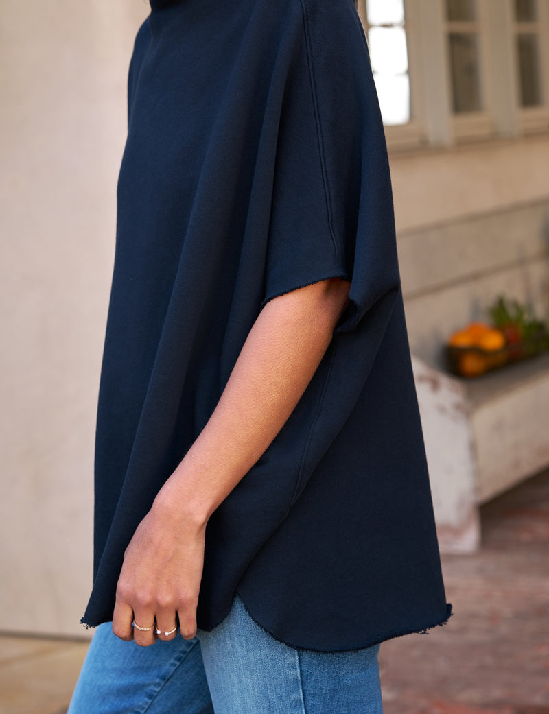 Audrey, Funnel Neck Capelet, Navy | Frank & Eileen