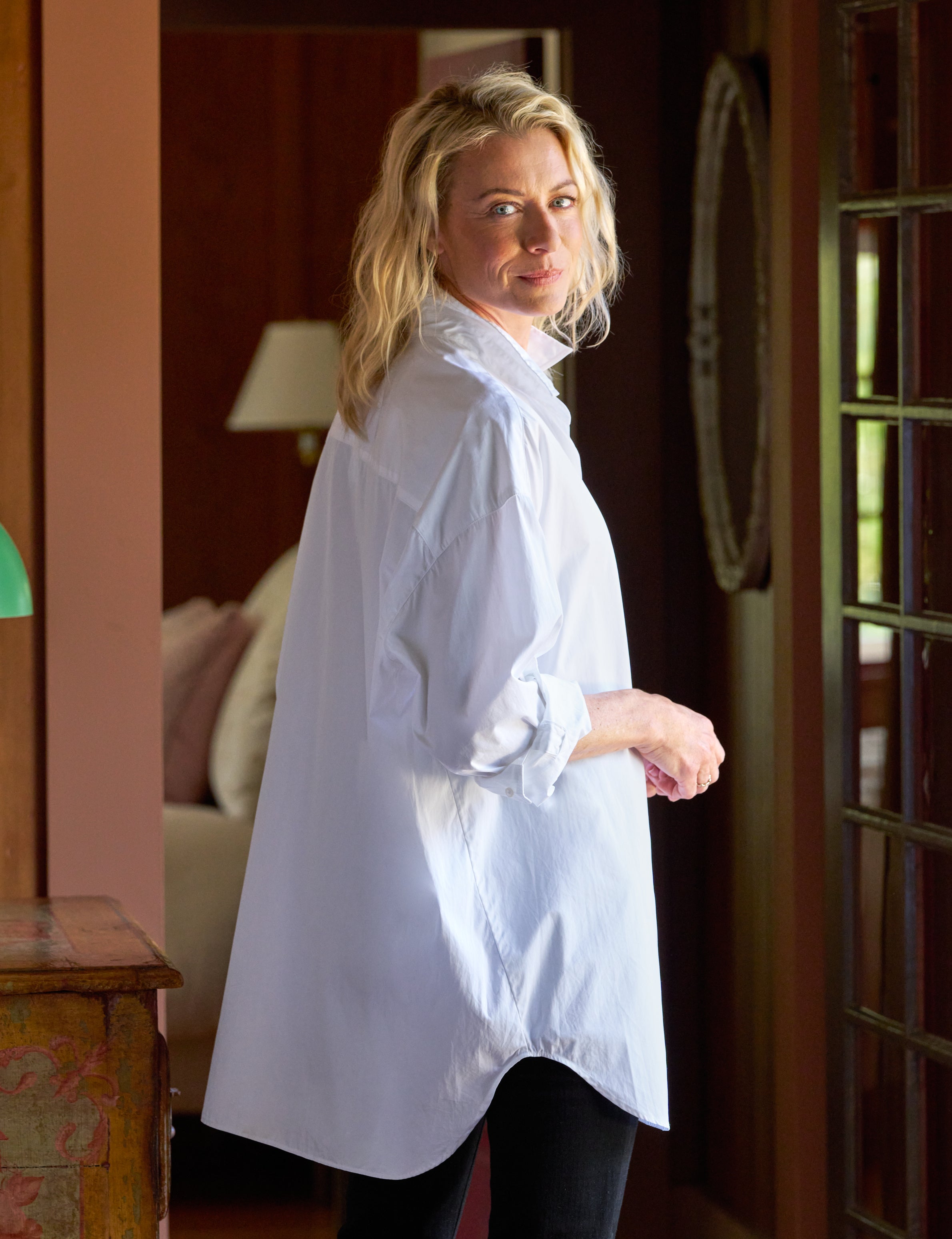 Mackenzie, One-Size Button-Up Shirt, White | Frank & Eileen