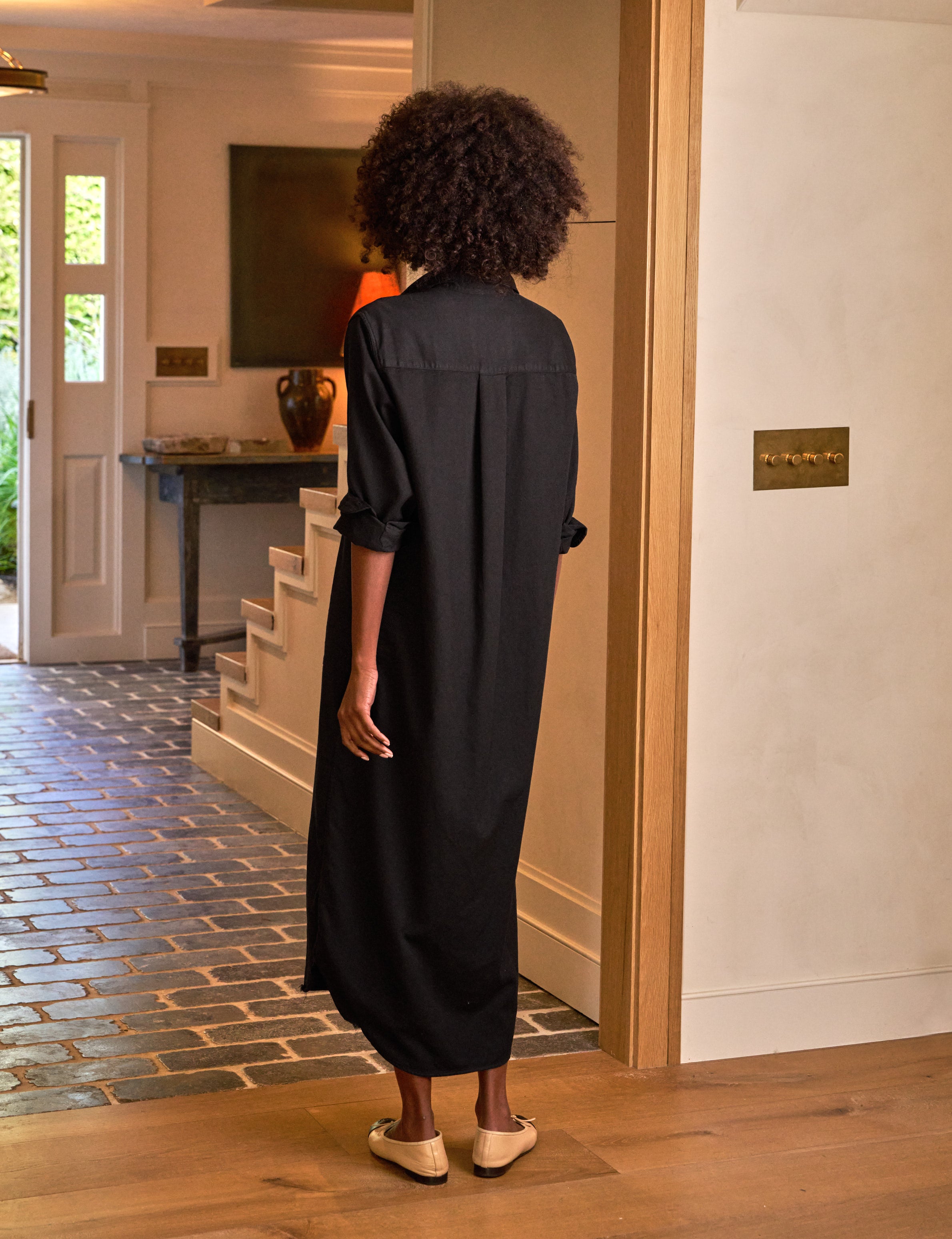 Rory, Maxi Shirtdress, Black Denim | Frank & Eileen