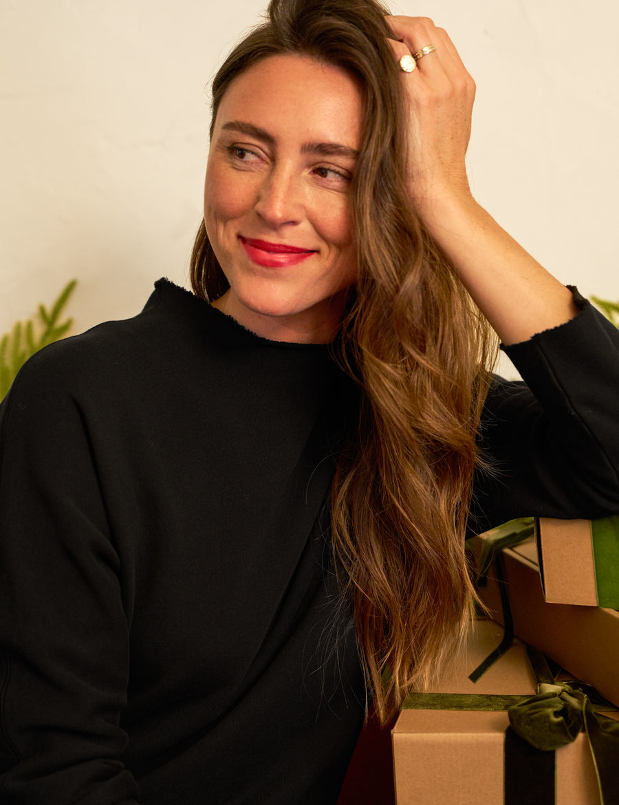 Isabelle, Funnel Neck Dress, Black | Frank & Eileen