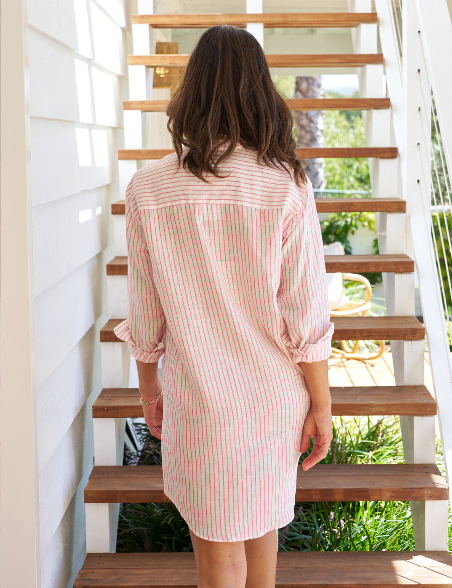 Mary, Classic Shirtdress, Pink Stripe | Frank & Eileen
