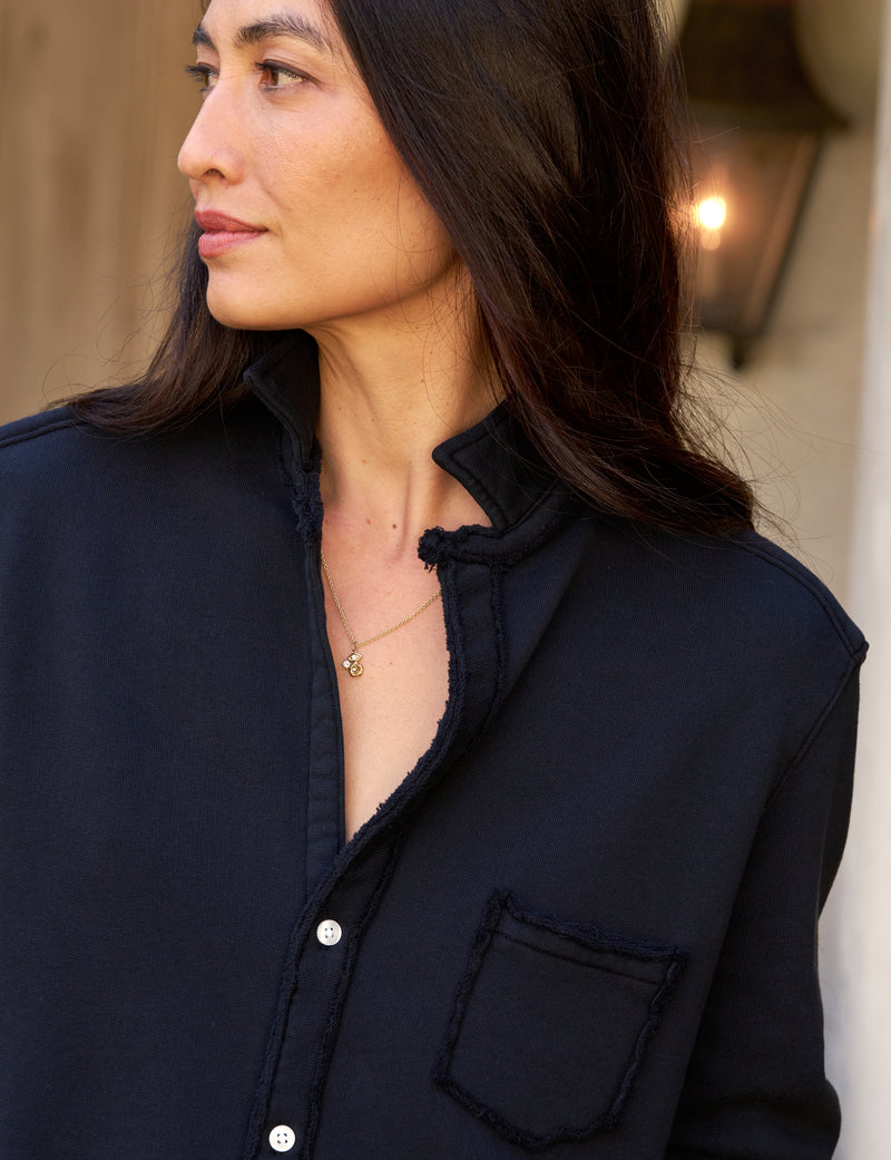 Eileen, Sweatshirt Button-Up, Navy | Frank & Eileen
