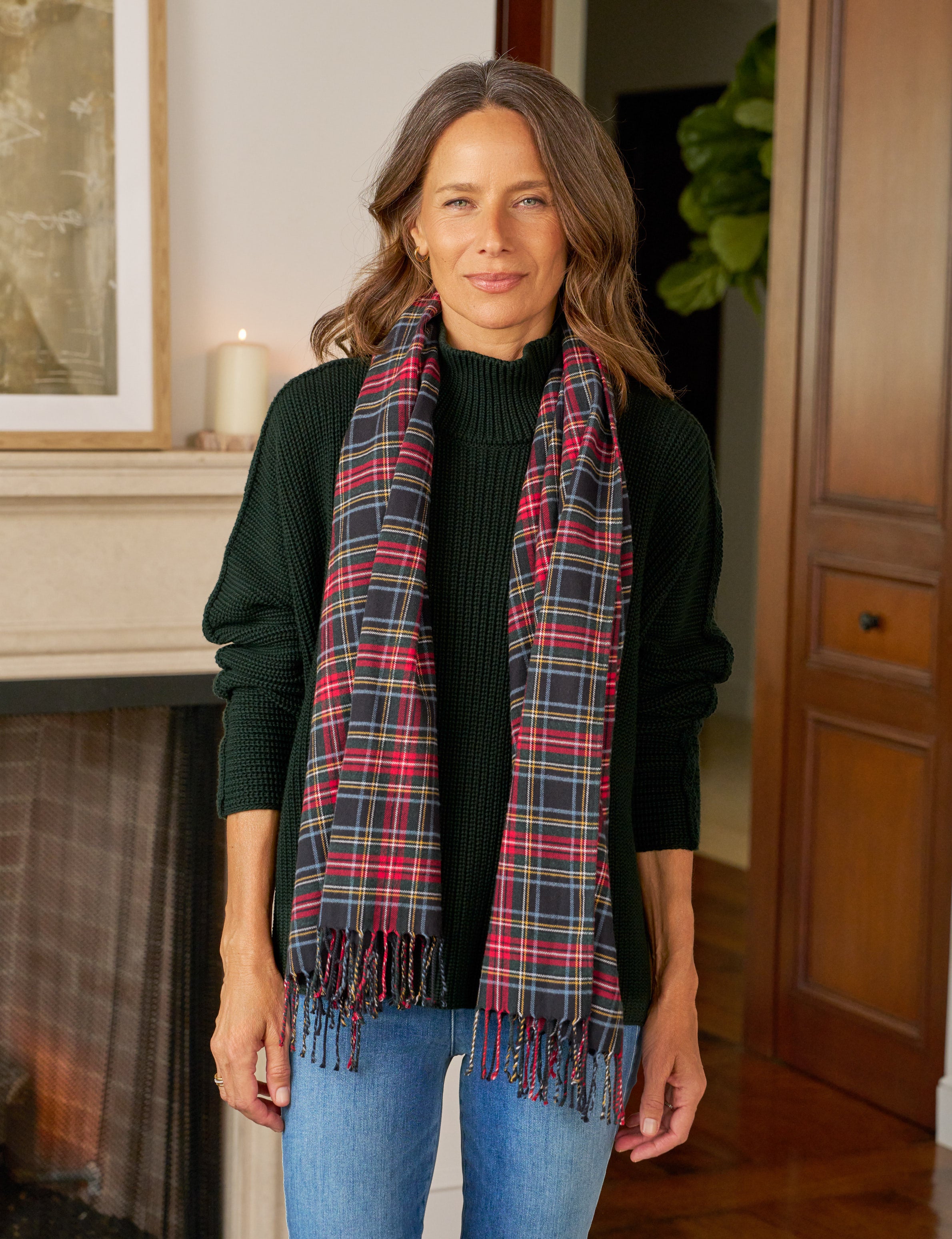 Noelle, Classic Scarf, Red Plaid | Frank & Eileen