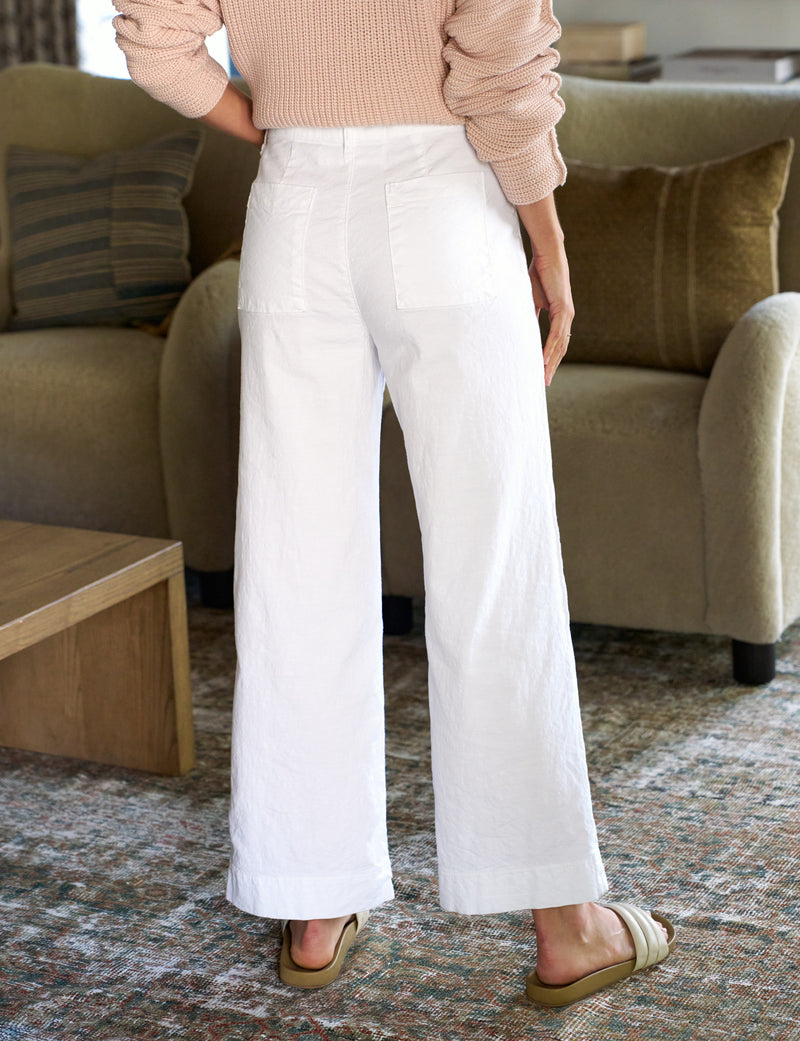 Wexford, Wide-Leg Linen Pant, White | Frank & Eileen
