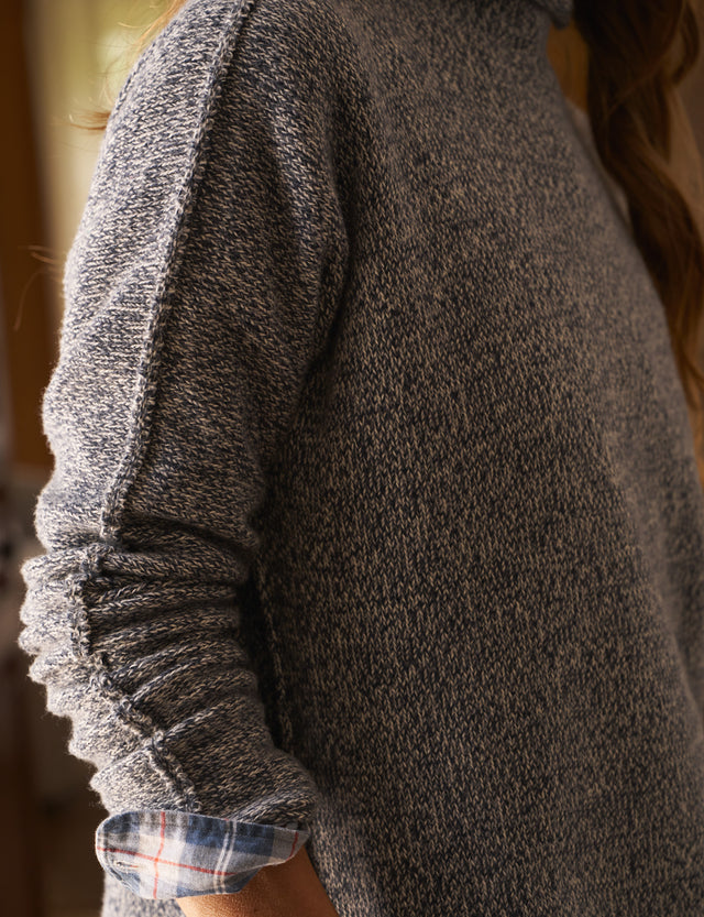 Monterey, Rolled Funnel Neck Sweater, Gray Melange | Frank & Eileen