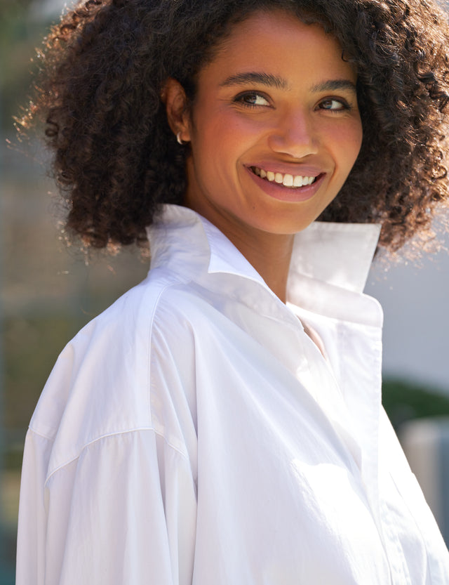 Mackenzie, One-Size Button-Up Shirt, White | Frank & Eileen