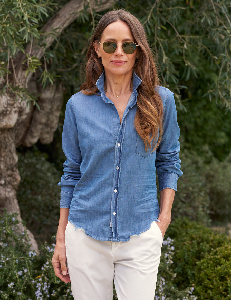 Barry, Tailored Button-Up Shirt, Indigo Denim | Frank & Eileen
