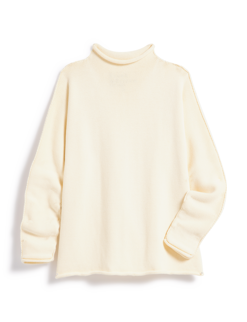 Monterey, Rolled Funnel Neck Sweater, Cream | Frank & Eileen