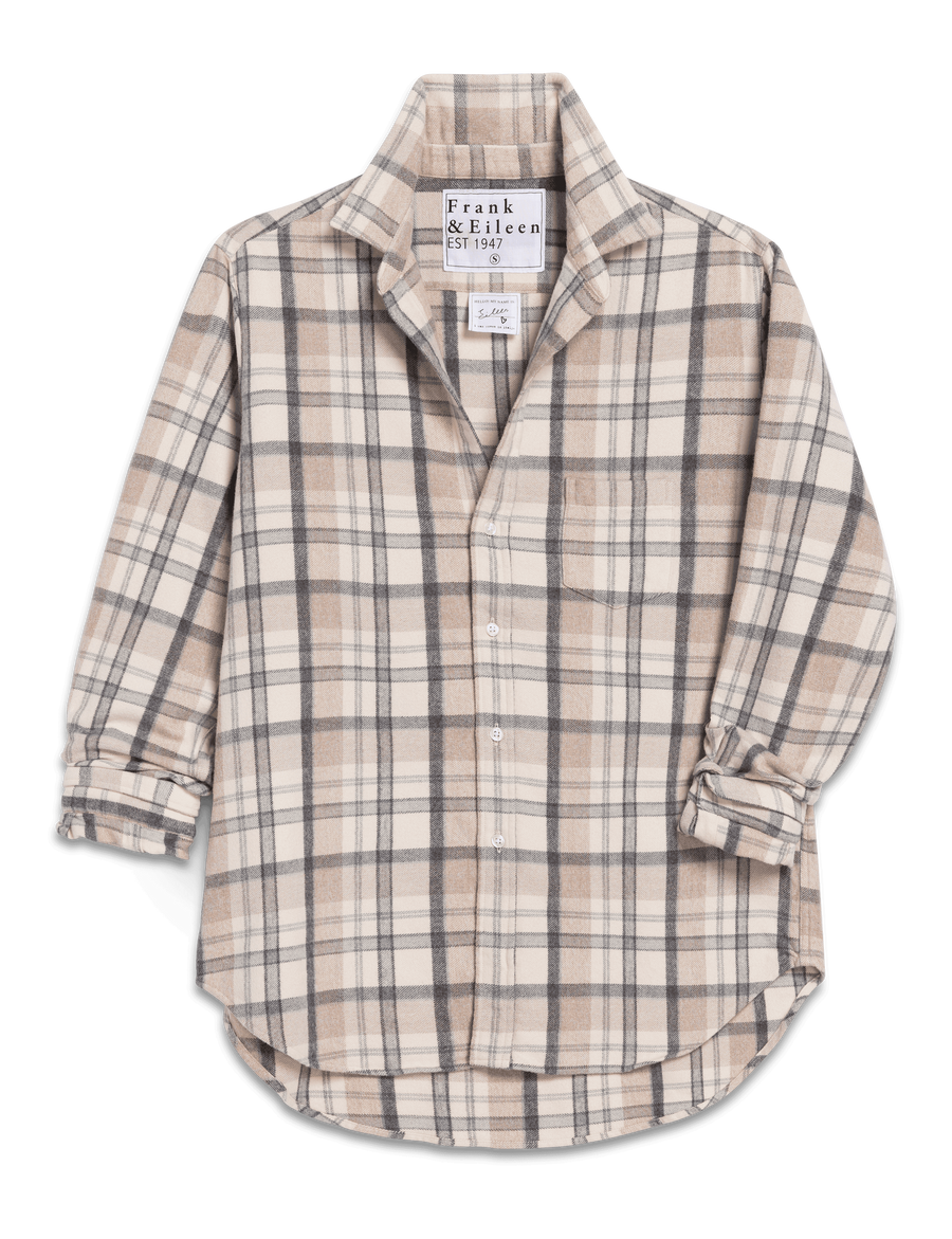 EILEEN Cream and Sand with Gray Plaid, Italian Flannel | Frank & Eileen