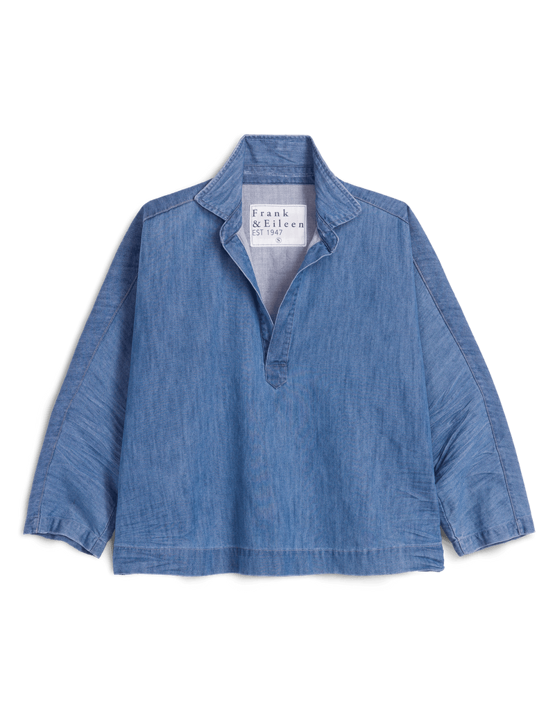 Gabi, Popover Shirt, Medium Wash Denim | Frank & Eileen