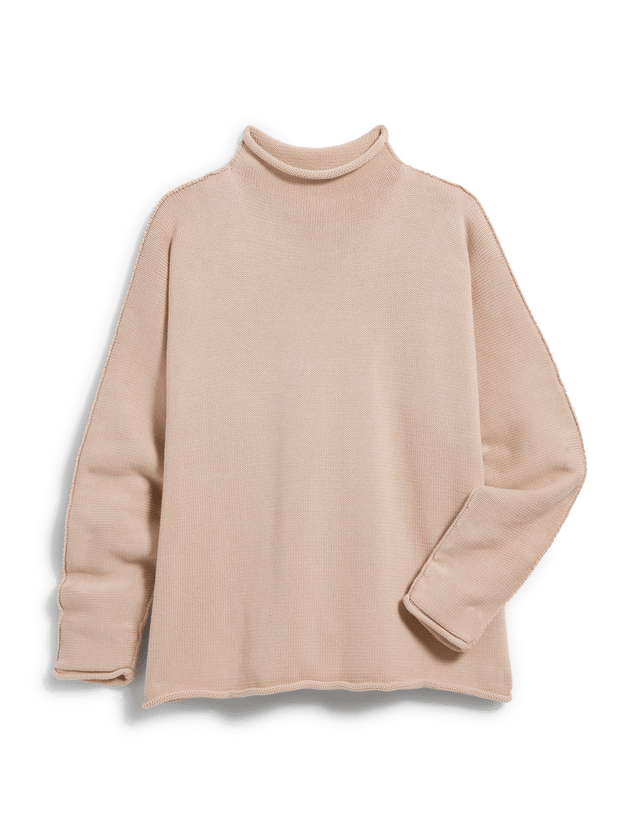 Monterey, Rolled Funnel Neck Sweater, Light Pink | Frank & Eileen