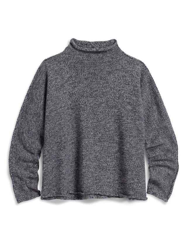 Monterey, Rolled Funnel Neck Sweater, Gray Melange | Frank & Eileen