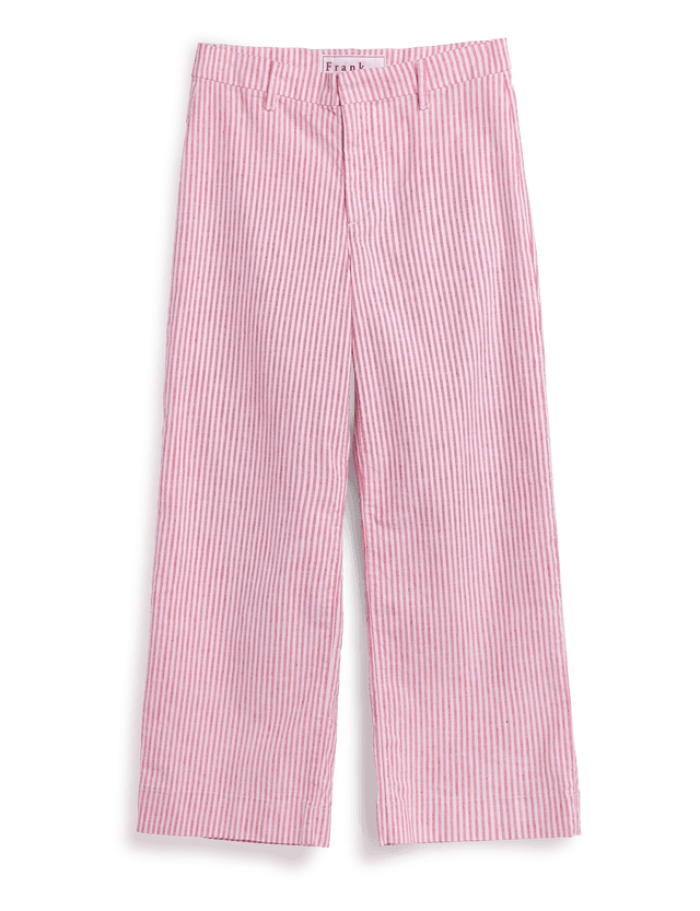 Wexford, Wide-Leg Linen Pant, Red Stripe | Frank & Eileen