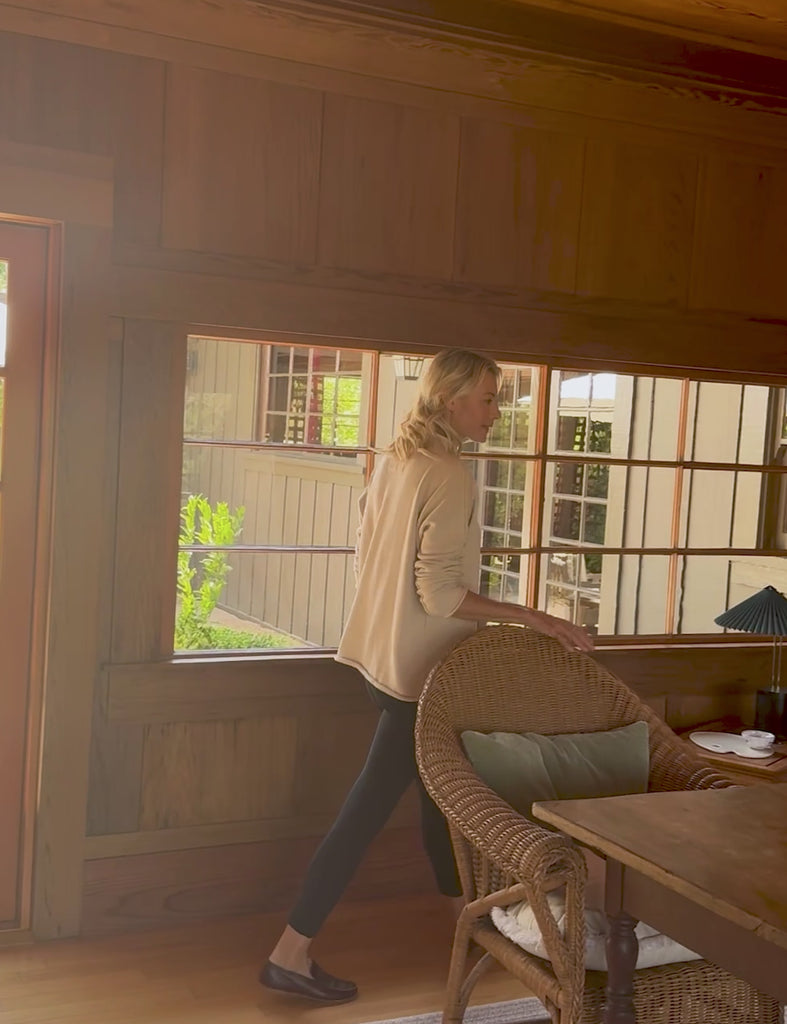 Monterey, Rolled Funnel Neck Sweater, Sand | Frank & Eileen